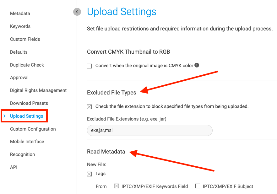 Upload Settings – Help Center - English