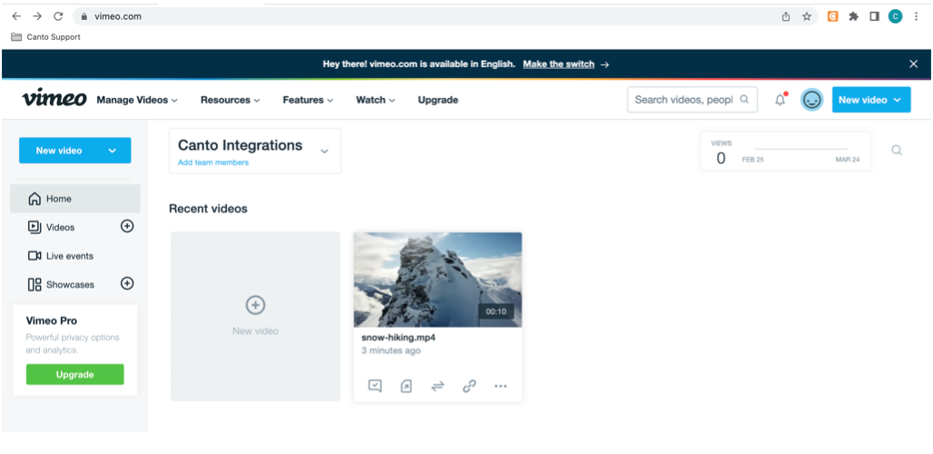 Canto mit Vimeo verbinden und Videos teilen – Help Center - Deutsch