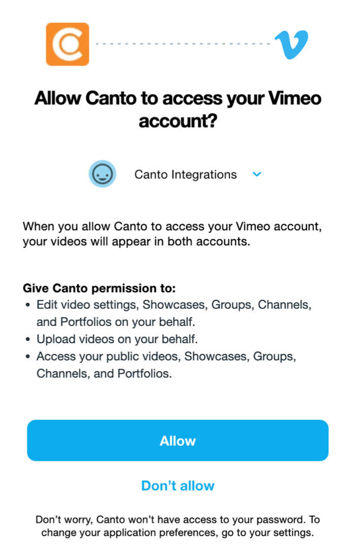 Connect Canto to Vimeo and share Videos – Help Center - English